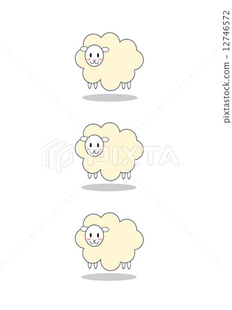 Three cream-colored sheep - Stock Illustration [12746572] - PIXTA
