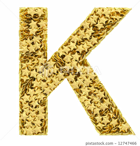 Letter K composed of golden stars isolated on... - Stock Illustration ...