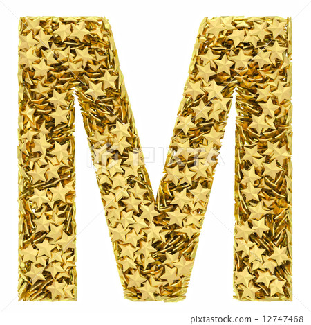 Letter M composed of golden stars isolated on... - Stock Illustration ...