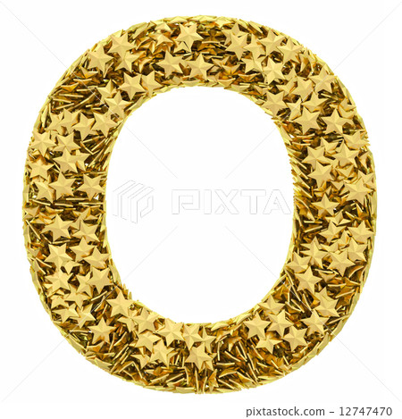 Letter O composed of golden stars isolated on... - Stock Illustration ...
