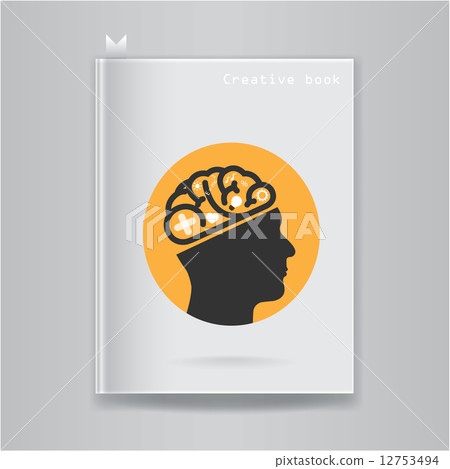 Creative brain Idea concept on blank book cover - Stock Illustration ...