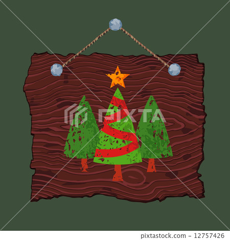 Wooden Sign with Trees - Stock Illustration [12757426] - PIXTA