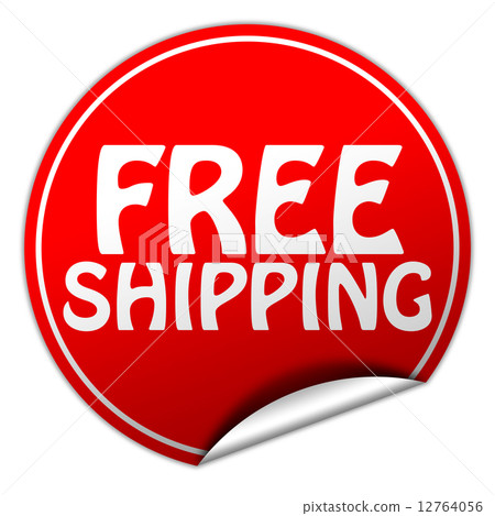 Free shipping round red sticker on white... - Stock Illustration ...