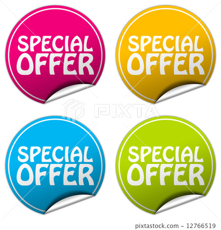 special offer round stickers set on white... - Stock Illustration ...