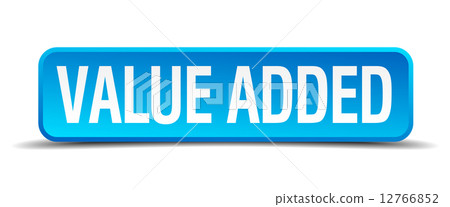 value added blue 3d realistic square isolated... - Stock Illustration ...