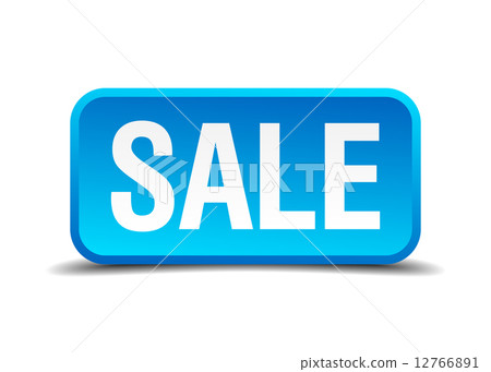 Sale blue 3d realistic square isolated button - Stock Illustration ...