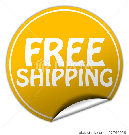 Free shipping round yellow sticker on white... - Stock Illustration ...