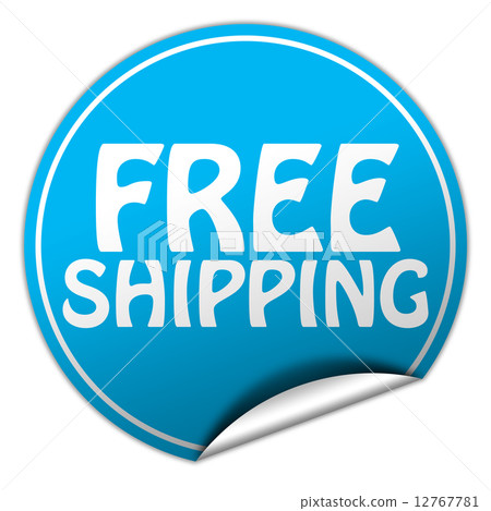 Free shipping round blue sticker on white... - Stock Illustration ...