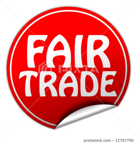 FAIR TRADE round red sticker on white background - Stock Illustration ...