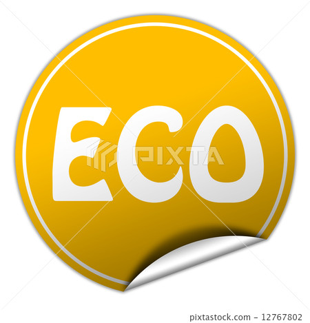 ECO round yellow sticker on white background - Stock Illustration ...