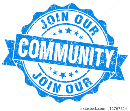 Join our community blue vintage seal isolated... - Stock Illustration ...