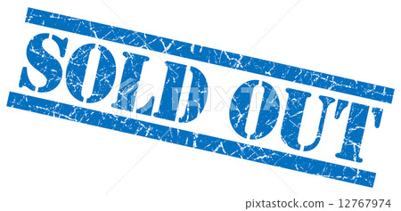 sold out blue square grunge textured isolated... - Stock Illustration ...