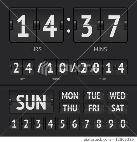 Analog black scoreboard digital week timer - Stock Illustration ...