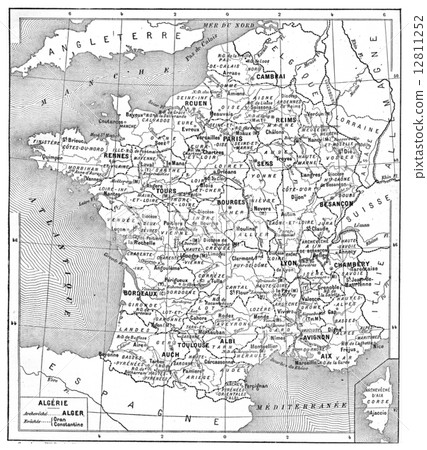Religious map of France, vintage engraving. - Stock Illustration ...