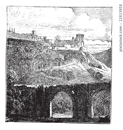 Samaria or Shomron in Israel vintage engraving - Stock Illustration ...