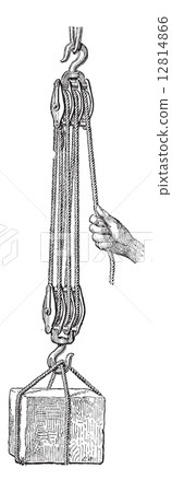Pulley, Threefold Purchase Tackle, vintage... - Stock Illustration ...