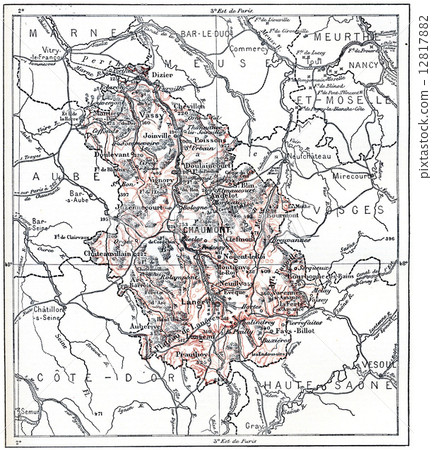 Topographical Map of Haute-Marne in... - Stock Illustration [12817882 ...
