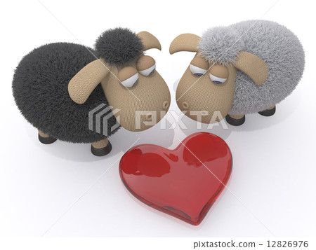 Loving couple of sheep - Stock Illustration [12826976] - PIXTA