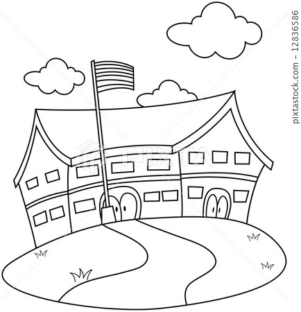 Line Art School - Stock Illustration [12836586] - PIXTA