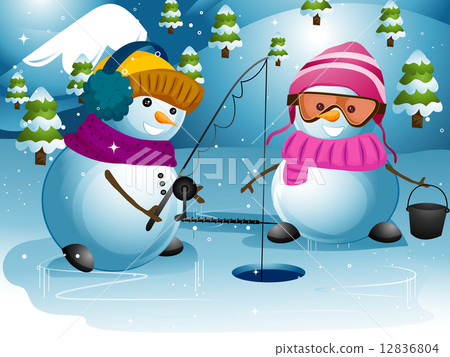Fishing Snowmen - Stock Illustration [12836804] - PIXTA
