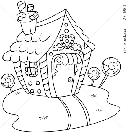 Line Art Gingerbread House - Stock Illustration [12836961] - PIXTA