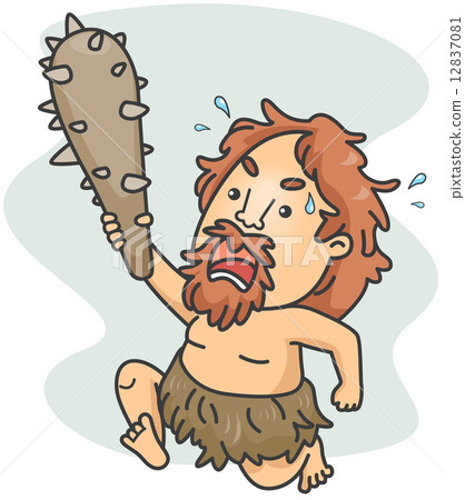 Caveman Attack - Stock Illustration [12837081] - PIXTA