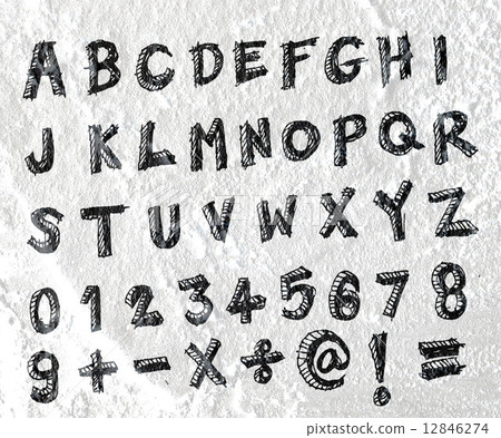 Hand drawn letters font written on wall texture... - Stock Illustration ...