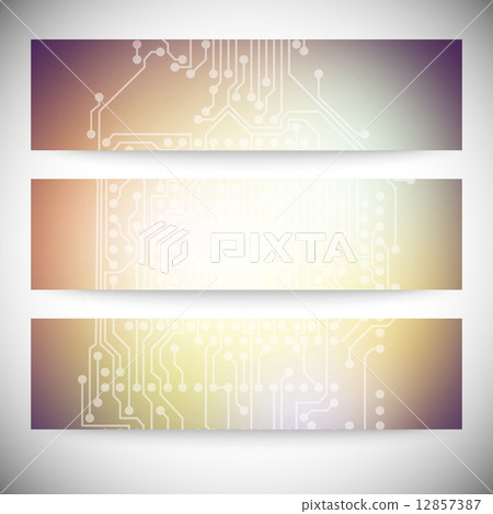 Set of horizontal banners. Microchip... - Stock Illustration [12857387 ...