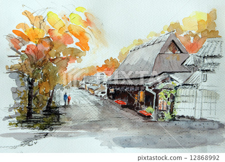 Autumn autumn leaves in Kyoto Sketch by Sagano... - Stock Illustration ...