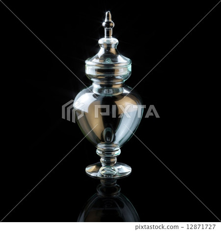 Vintage glassware on black background... - Stock Illustration [12871727 ...
