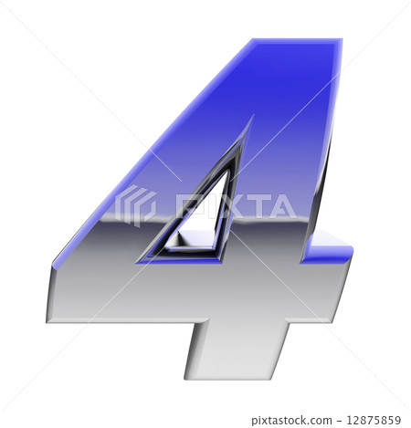 Chrome number 4 with color gradient reflections... - Stock Illustration ...