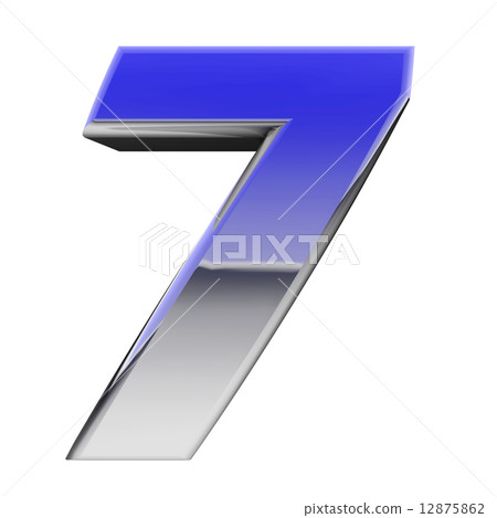 Chrome number 7 with color gradient reflections... - Stock Illustration ...