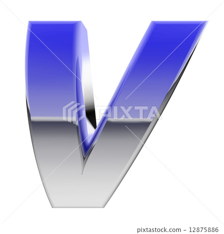 Chrome alphabet symbol letter V with color... - Stock Illustration ...