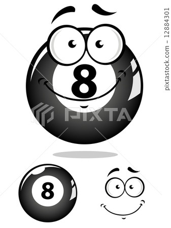 Gray eight pool ball character - Stock Illustration [12884301] - PIXTA