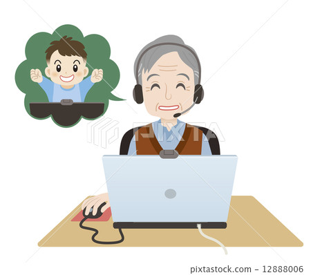 Video of an elderly person operating a computer - Stock Illustration ...