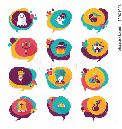 Halloween bubble speech banner design flat... - Stock Illustration ...