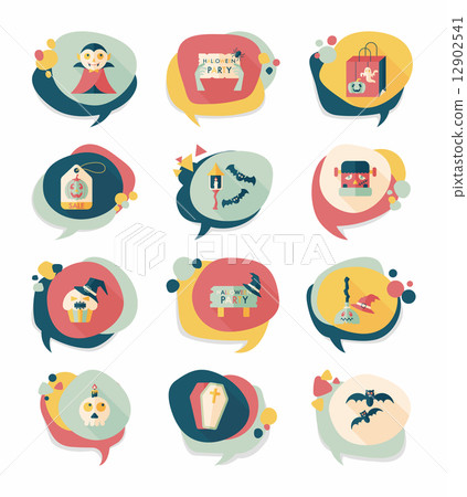 Halloween bubble speech banner design flat... - Stock Illustration ...
