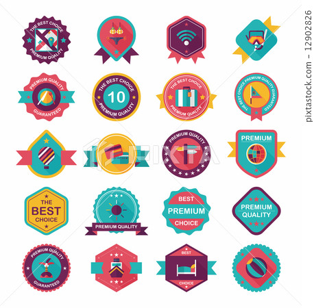 Travel badge banner design flat background set,... - Stock Illustration ...