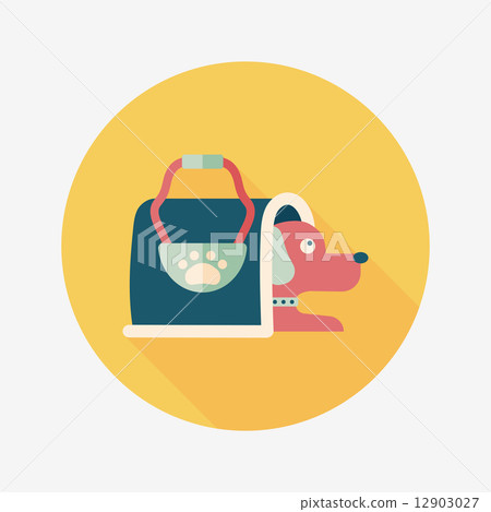 Pet dog travel cage flat icon with long... - Stock Illustration ...
