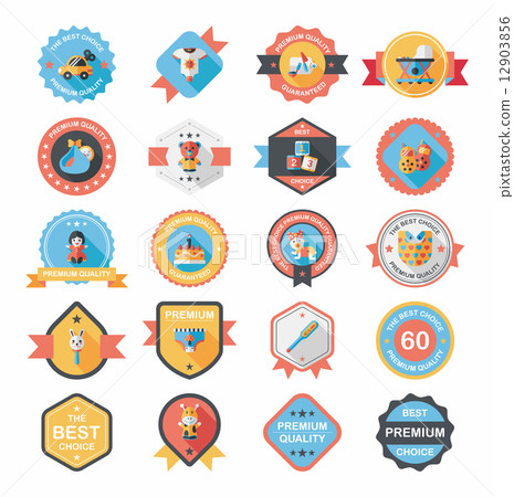 Baby badge banner design flat background set,... - Stock Illustration ...