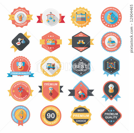 Baby badge banner design flat background set,... - Stock Illustration ...