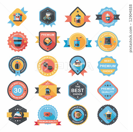 coffee badge design flat background set, eps10 - Stock Illustration ...