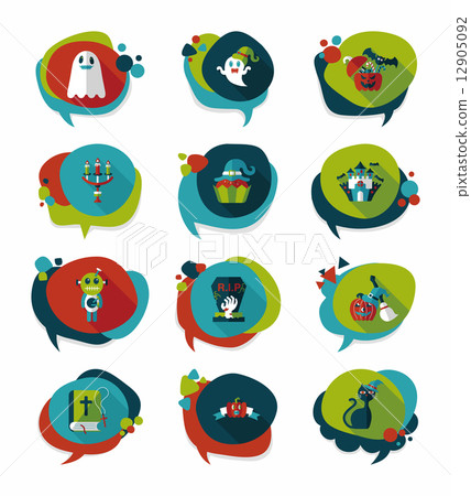 Halloween bubble speech banner design flat... - Stock Illustration ...