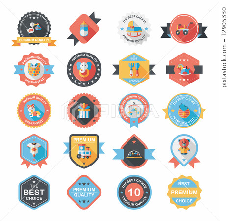 Baby badge banner design flat background set,... - Stock Illustration ...