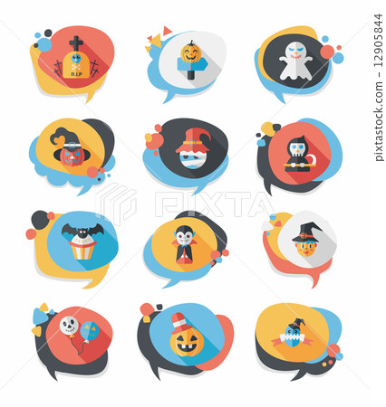 Halloween bubble speech banner design flat... - Stock Illustration ...