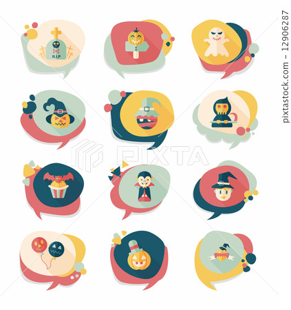 Halloween bubble speech banner design flat... - Stock Illustration ...