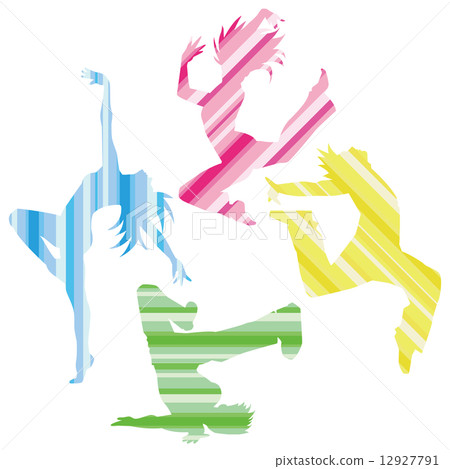 Dance silhouette (same color stripe) - Stock Illustration [12927791 ...