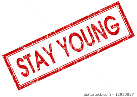 stay young red square stamp isolated on white... - Stock Illustration ...