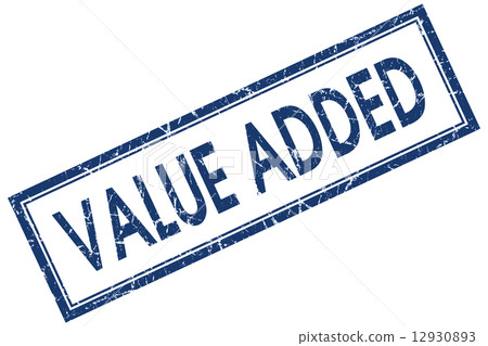 value added blue square stamp isolated on white... - Stock Illustration ...