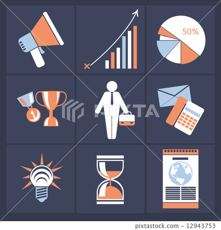 Office and business icons in gray buttons version - Stock Illustration ...
